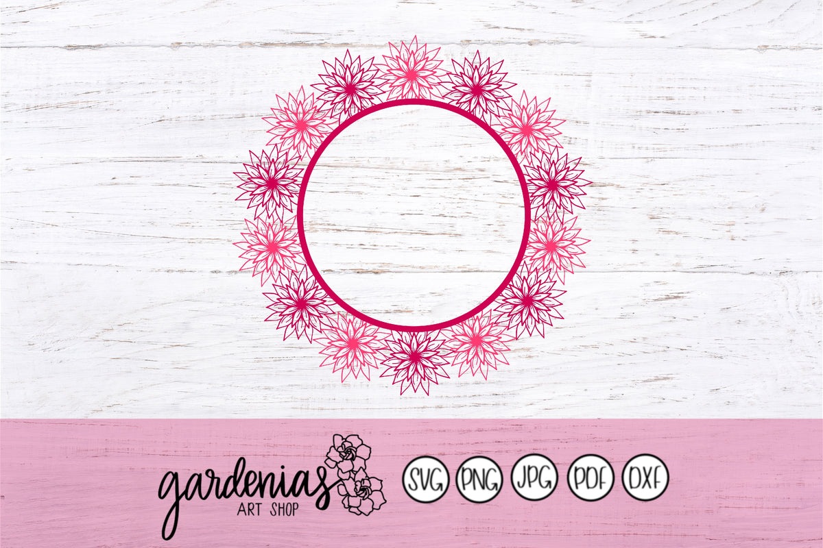 Pointy Flower Wreath SVG Cut File – Gardenias Art Shop